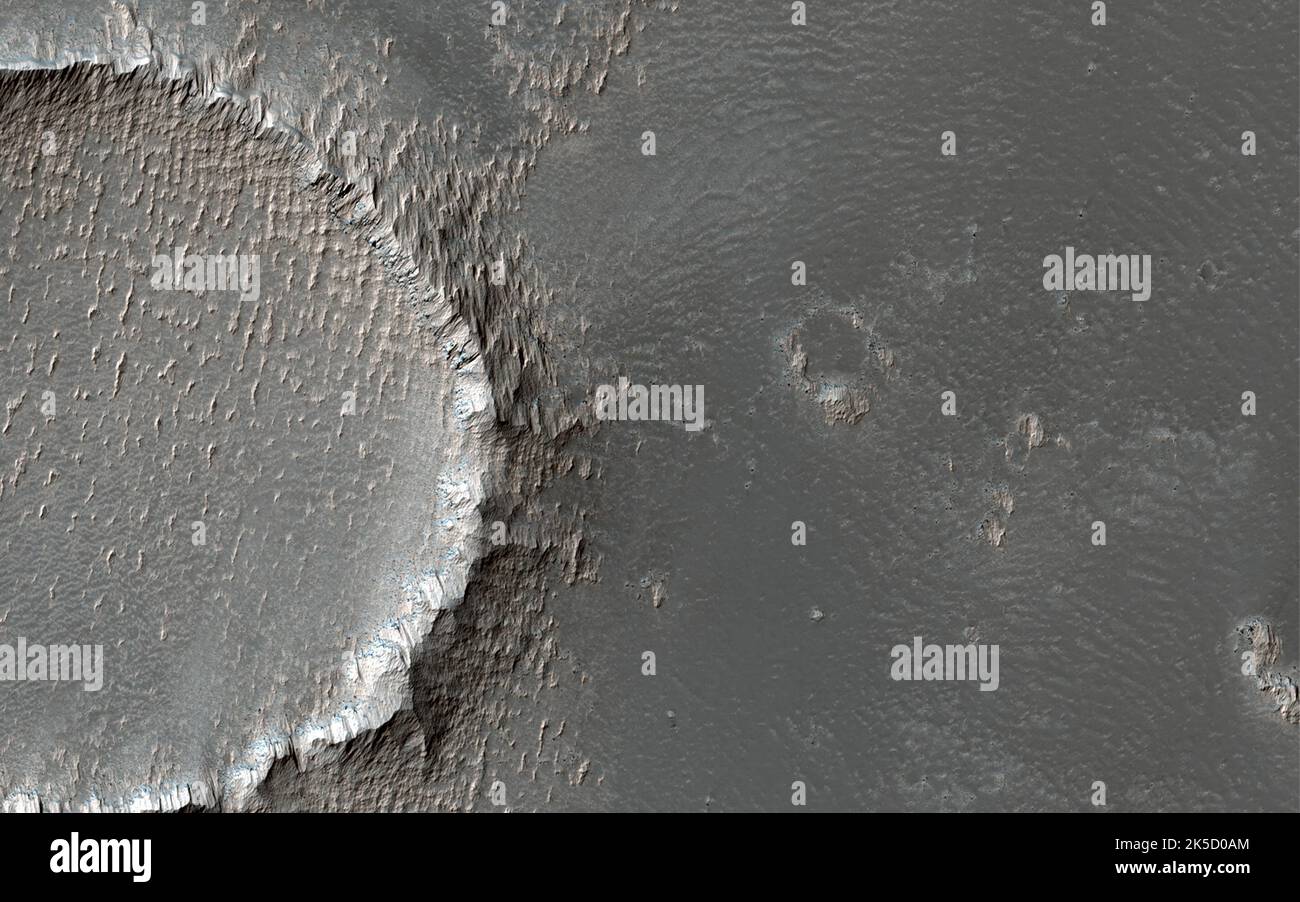 Southeastern flank of Arsia Mons, Mars, shows a lobate lava flow margin ...