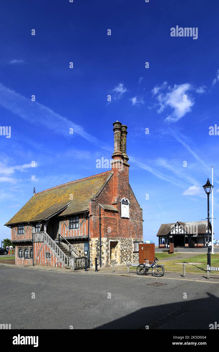 The Moot Hall and promenade of Aldeburgh town, Suffolk, East Anglia ...