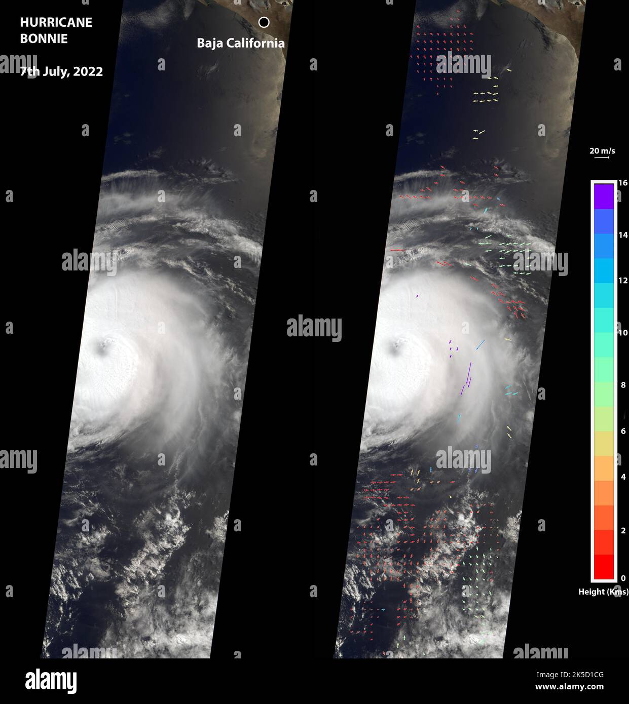 MISR on NASA's Terra satellite captured Hurricane Bonnie near Baja ...