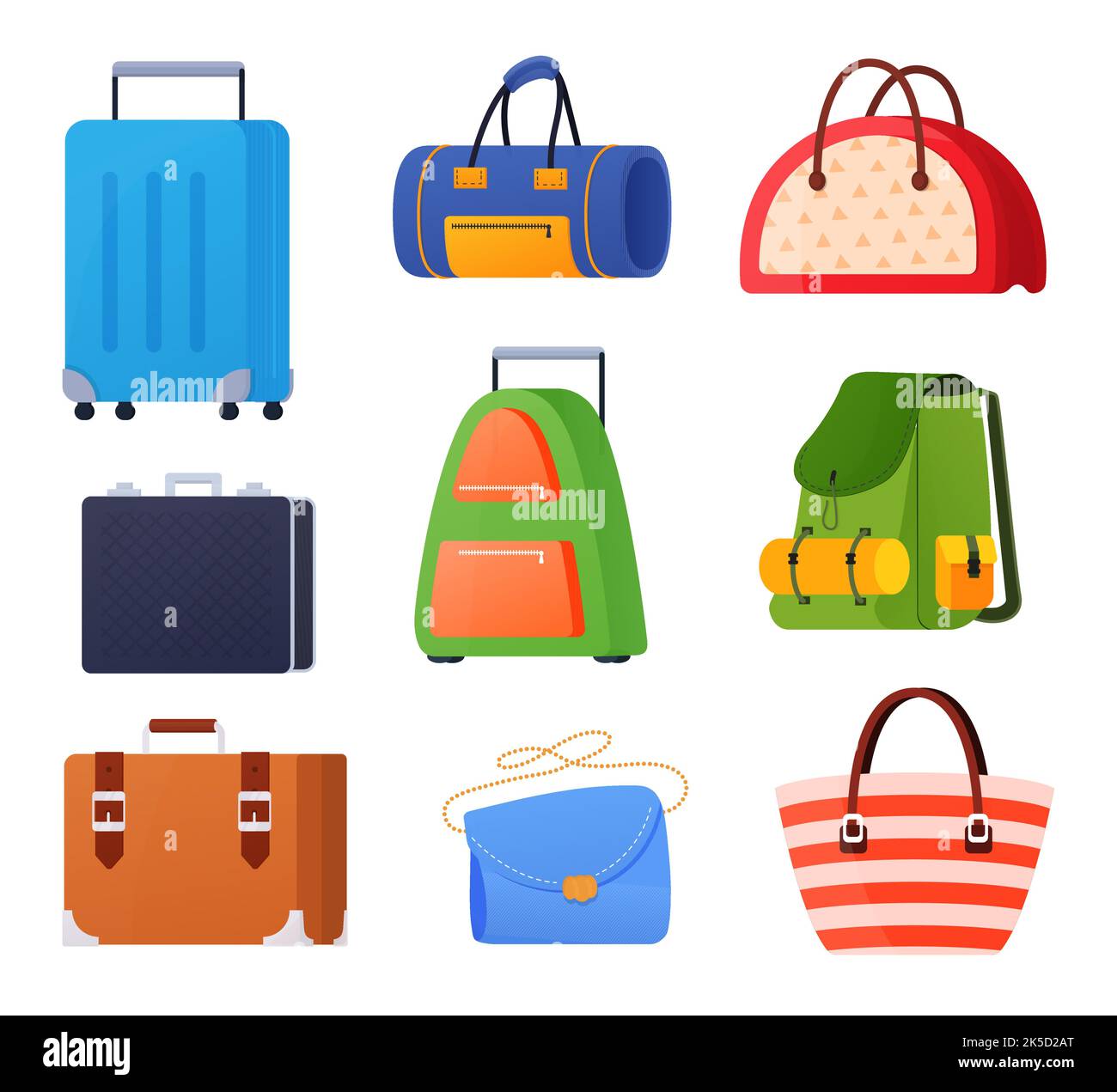 Kinds of baggage and bags - flat design style objects set Stock Vector ...