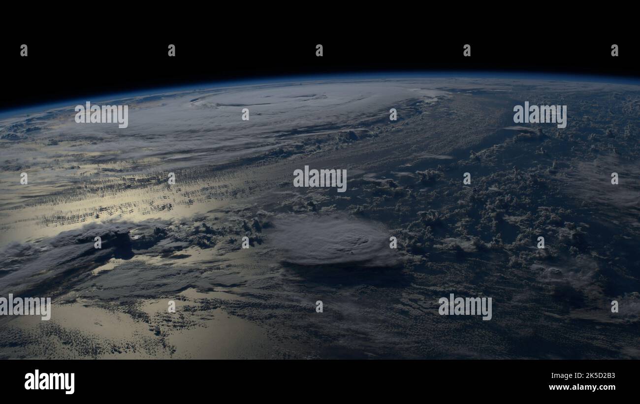 Hurricane Danielle is visible near Earth's horizon from the ...