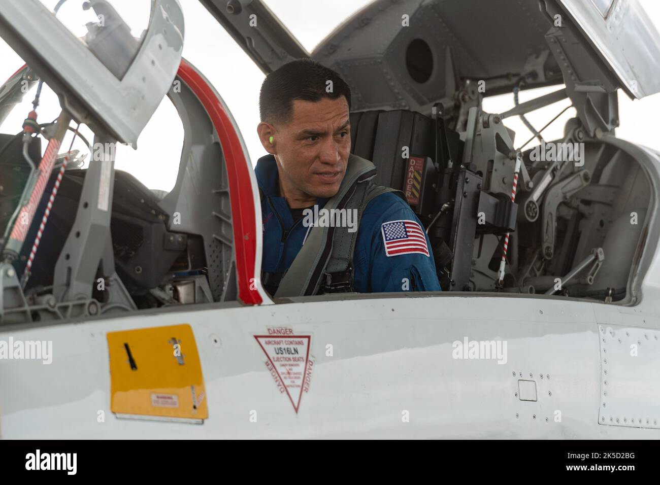 Astronaut Frank Rubio conducts T-38 jet training at Ellington Field Hangar 276 tarmac on January ...