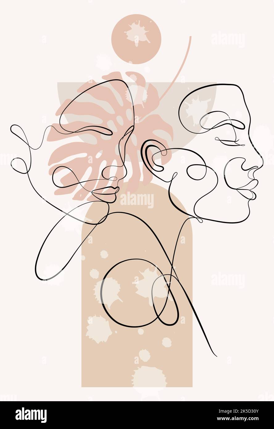 Female faces of the same line. Abstract geometric shapes Stock Vector ...