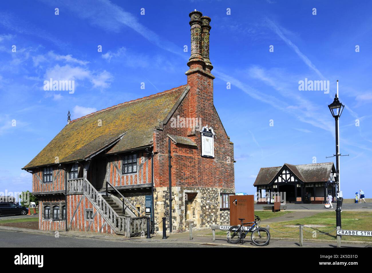 The Moot Hall and promenade of Aldeburgh town, Suffolk, East Anglia ...