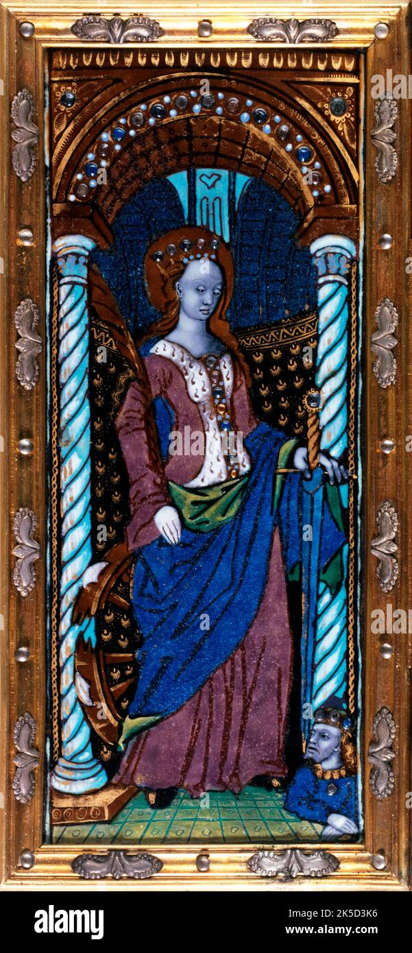 The Nativity with St Catherine, c.1500. Triptych. The Nativity flanked by standing saints under ...