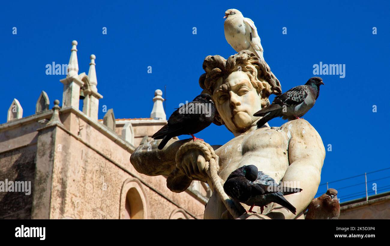 Italy, Sicily, Monreale, city near Palermo, cathedral, forecourt ...