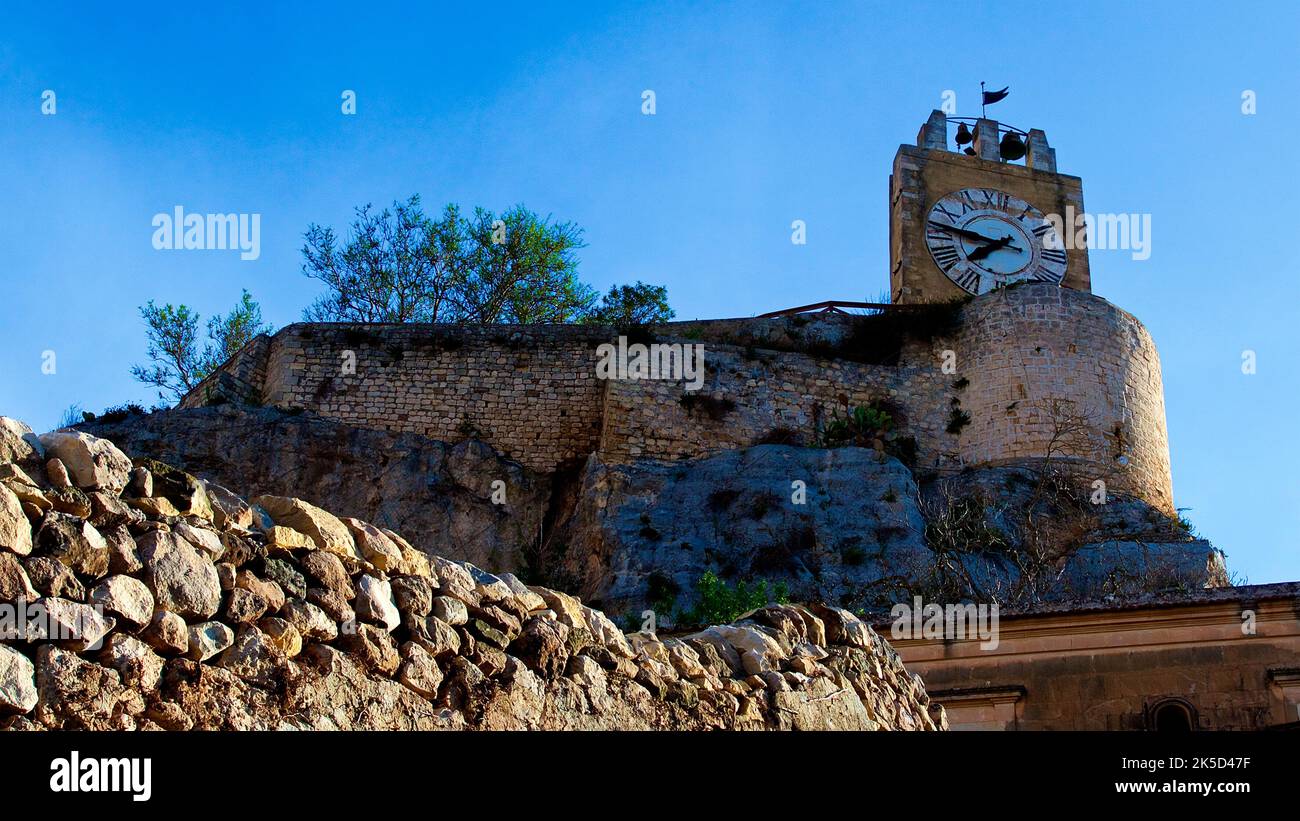 Italy, Sicily, baroque corner, baroque city, Modica, old town, clock ...