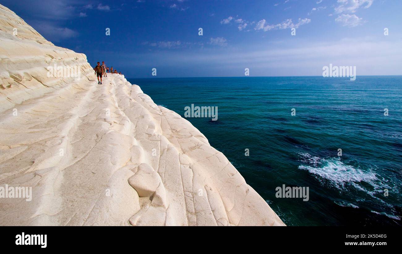 Italy, Sicily, Scala dei Turchi, bizarre tuff rocks on the south coast ...