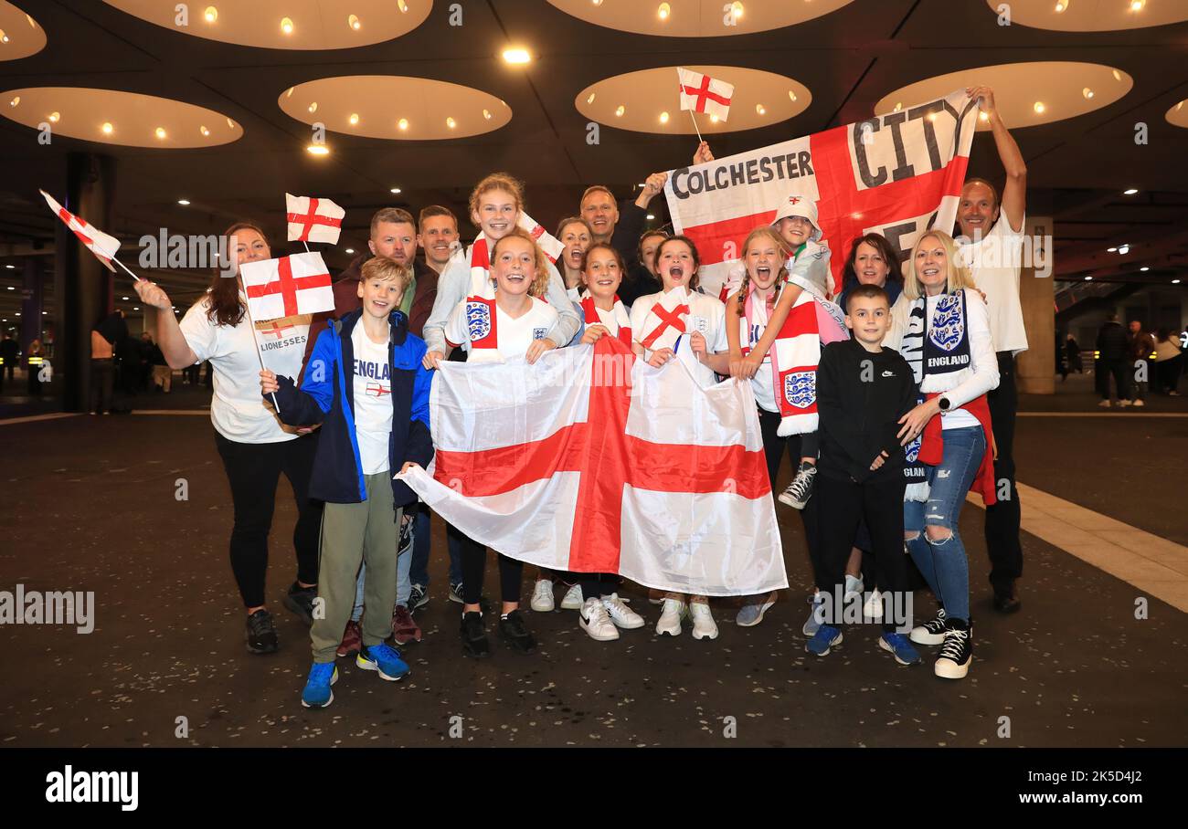 Fans show their support outside the stadium prior to the international ...