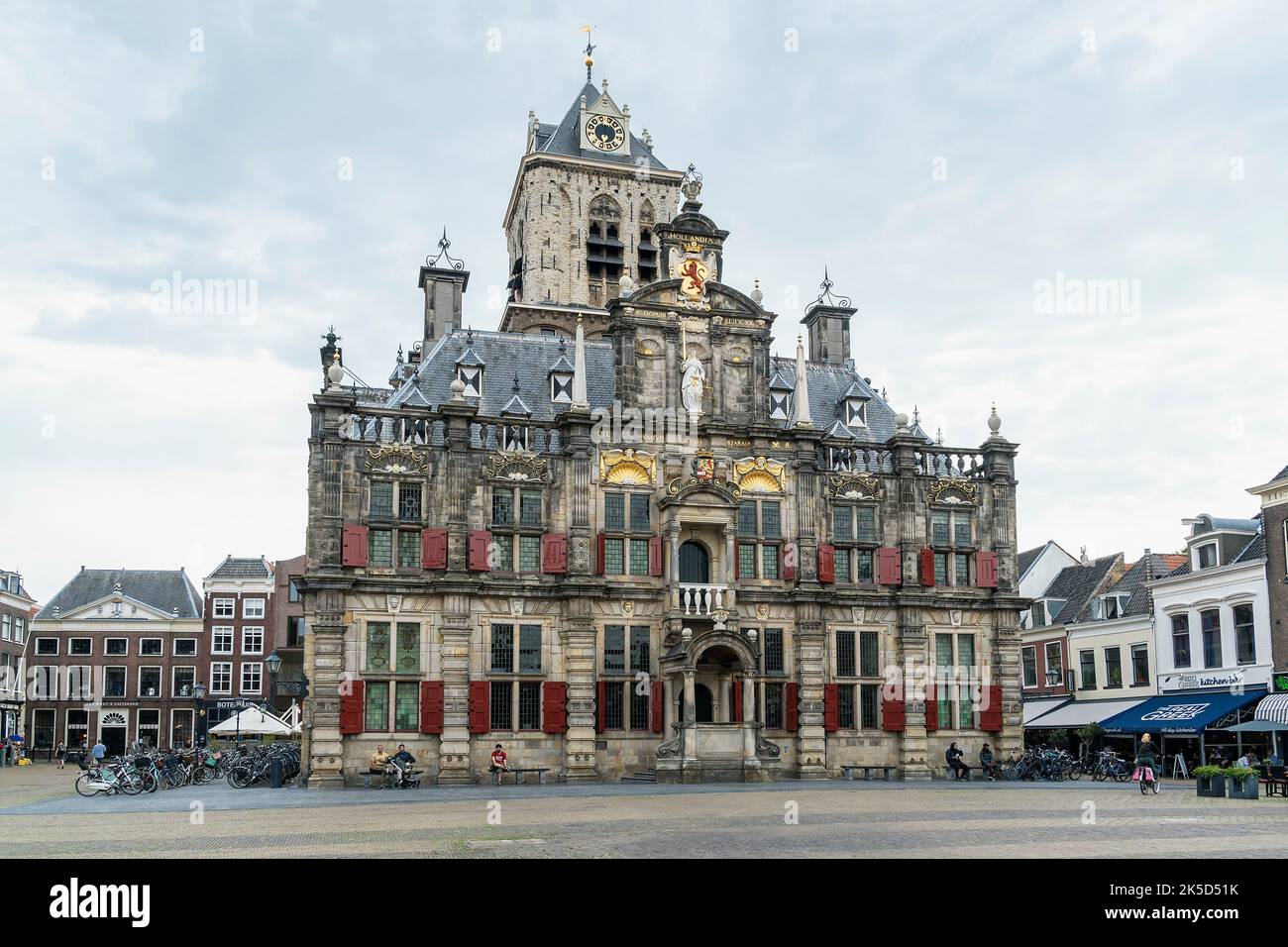 Delft (Netherlands), large market square, Stadthuis (city hall), main ...