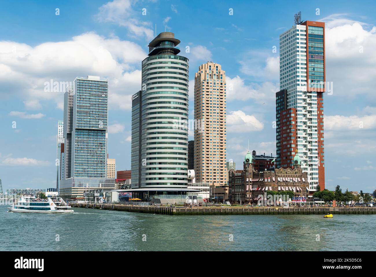 Netherlands, Rotterdam, Kop van Zuid, skyscraper silhouette Stock Photo ...