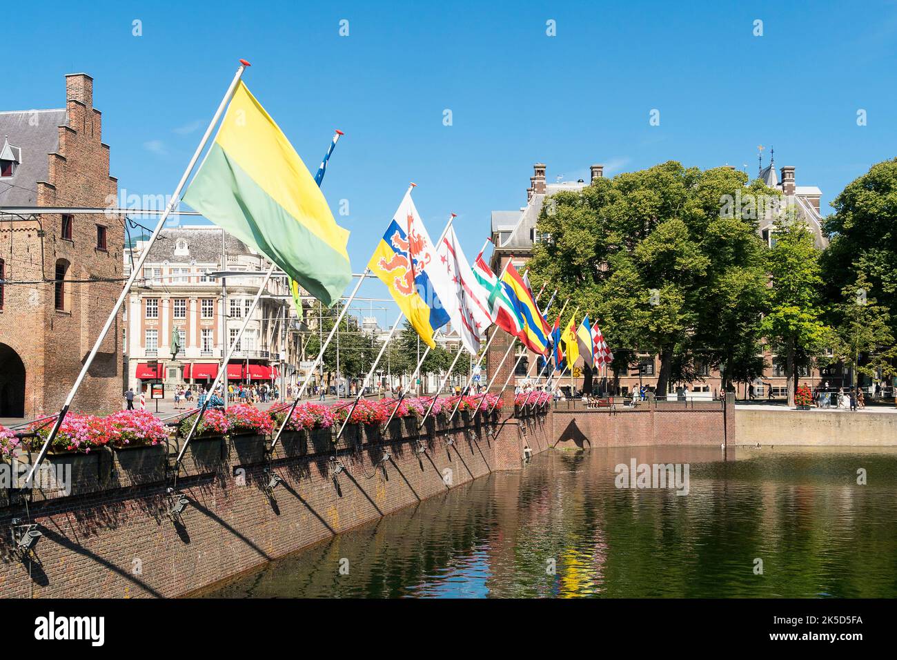 Netherlands, The Hague, Buitenhof, flower and flag decoration Stock ...
