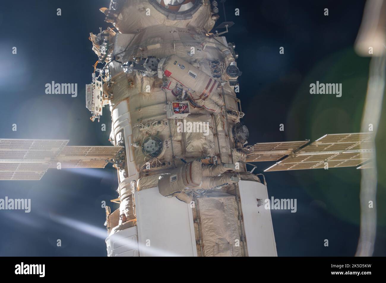 Roscosmos cosmonauts Oleg Artemyev and Denis Matveev are pictured ...