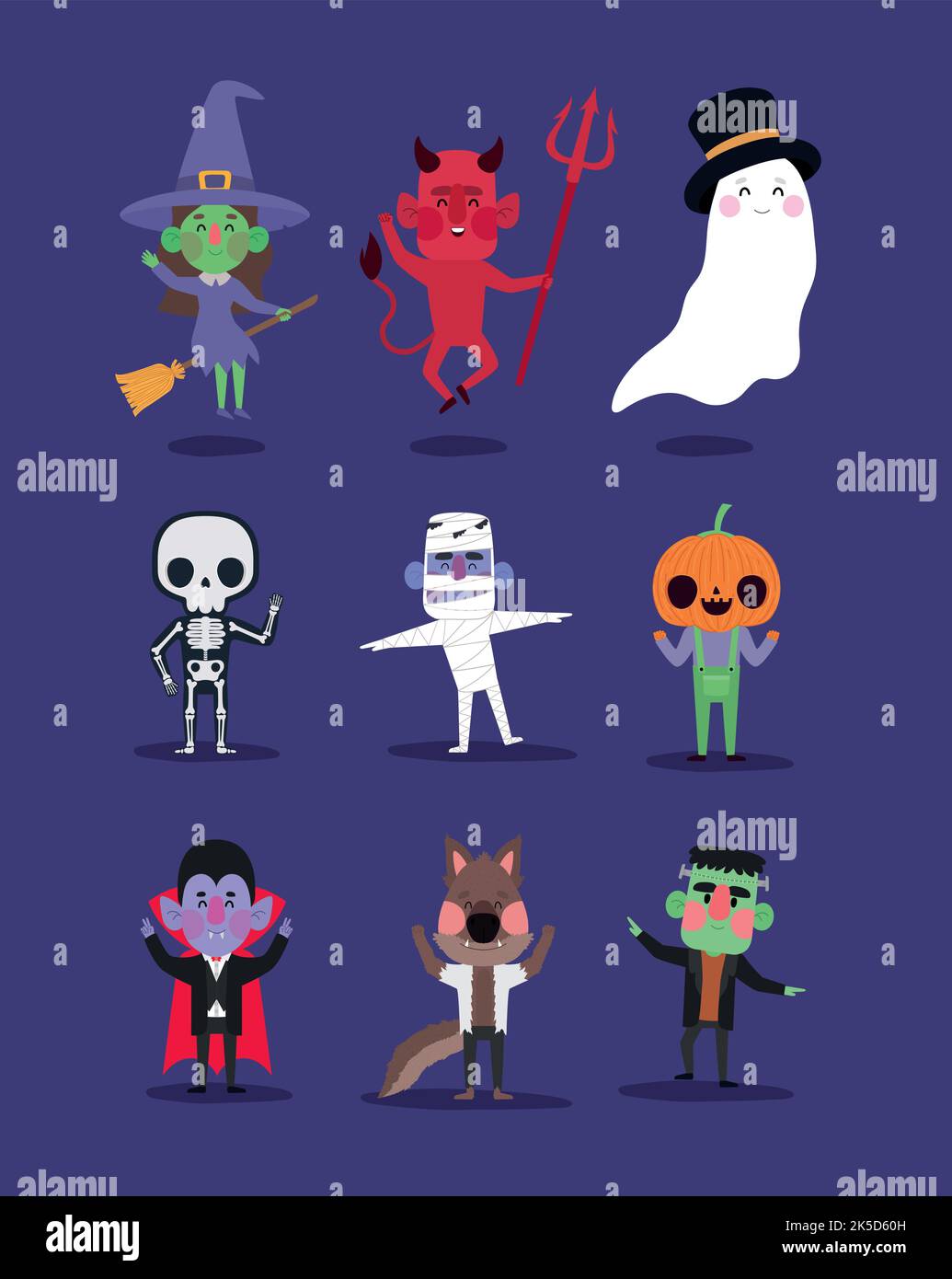 halloween characters group Stock Vector Image & Art - Alamy