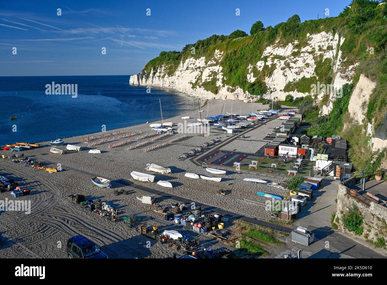 Beer Devon with Chalk Cliffs part of the Jurassic Coast. Taken from the ...