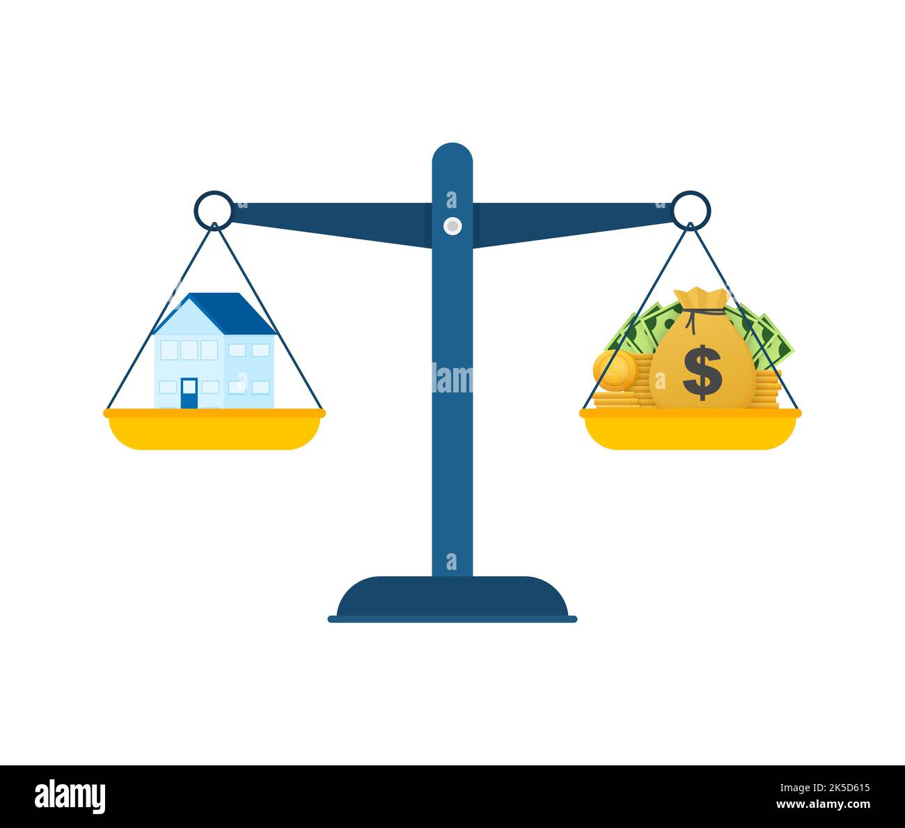Illustration with money vs house for concept design. Business concept ...