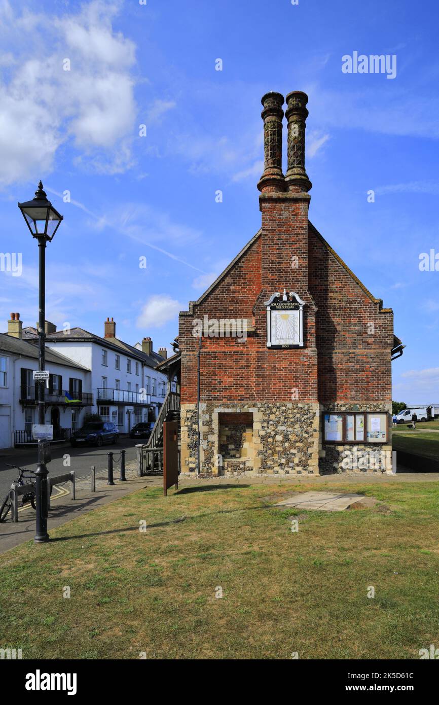 The Moot Hall and promenade of Aldeburgh town, Suffolk, East Anglia ...