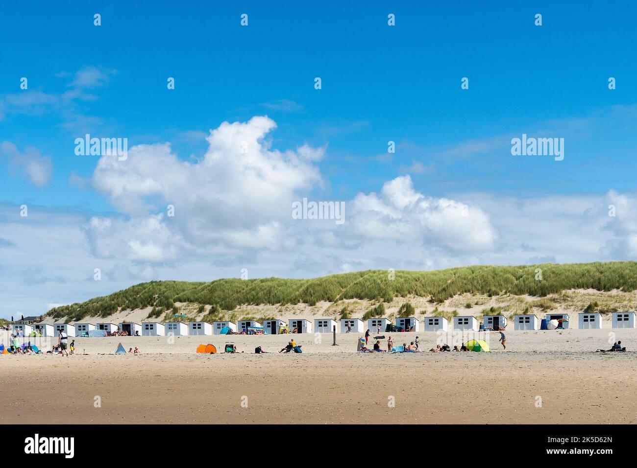 Netherlands, Texel, bathing beach behind Texel Dunes National Park ...