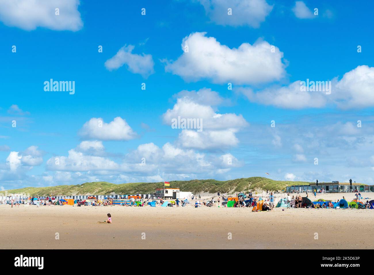Netherlands, Texel, bathing beach behind Texel Dunes National Park ...