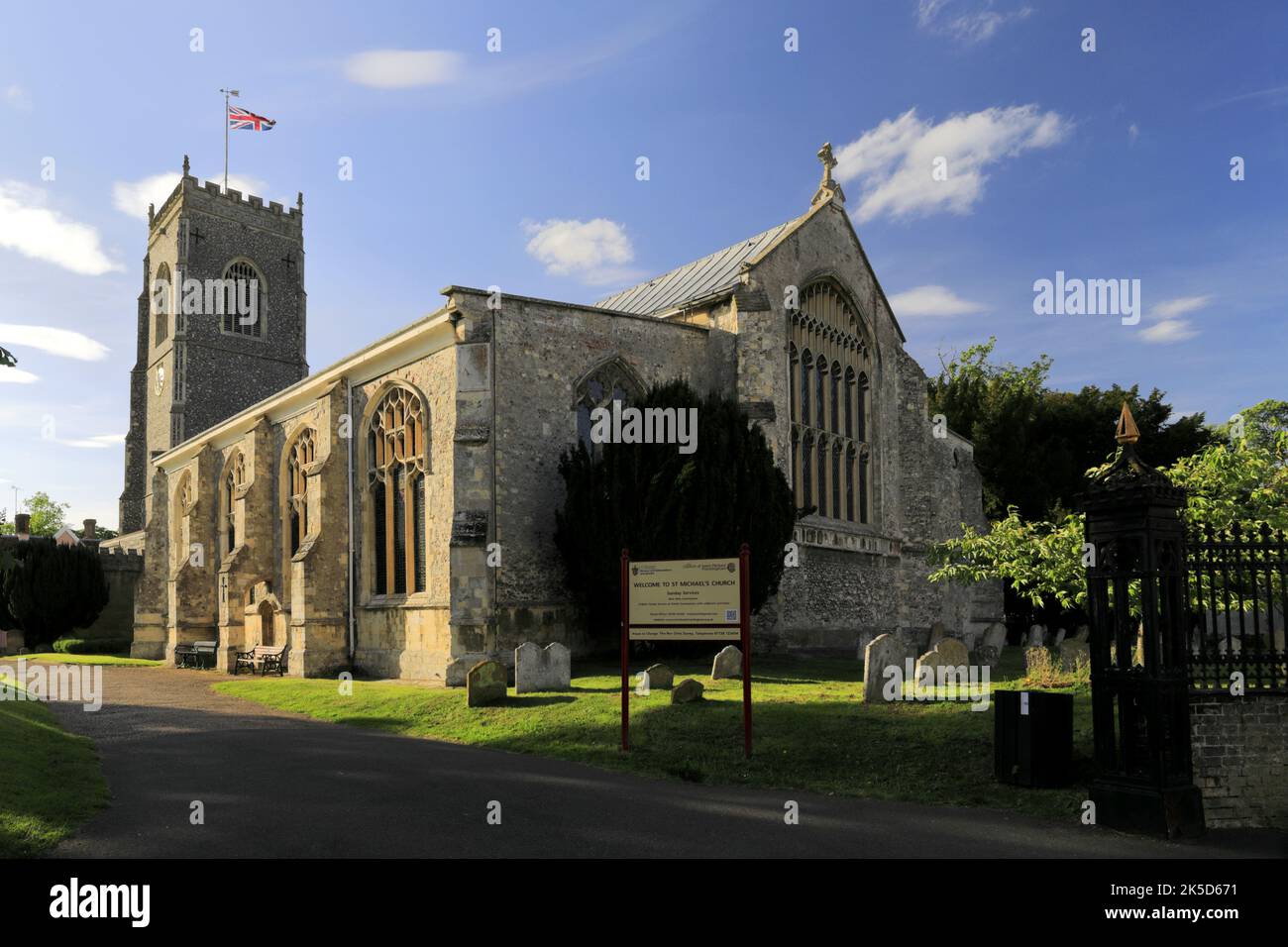 View of Saint Michaels church, Framlingham village, Suffolk County ...