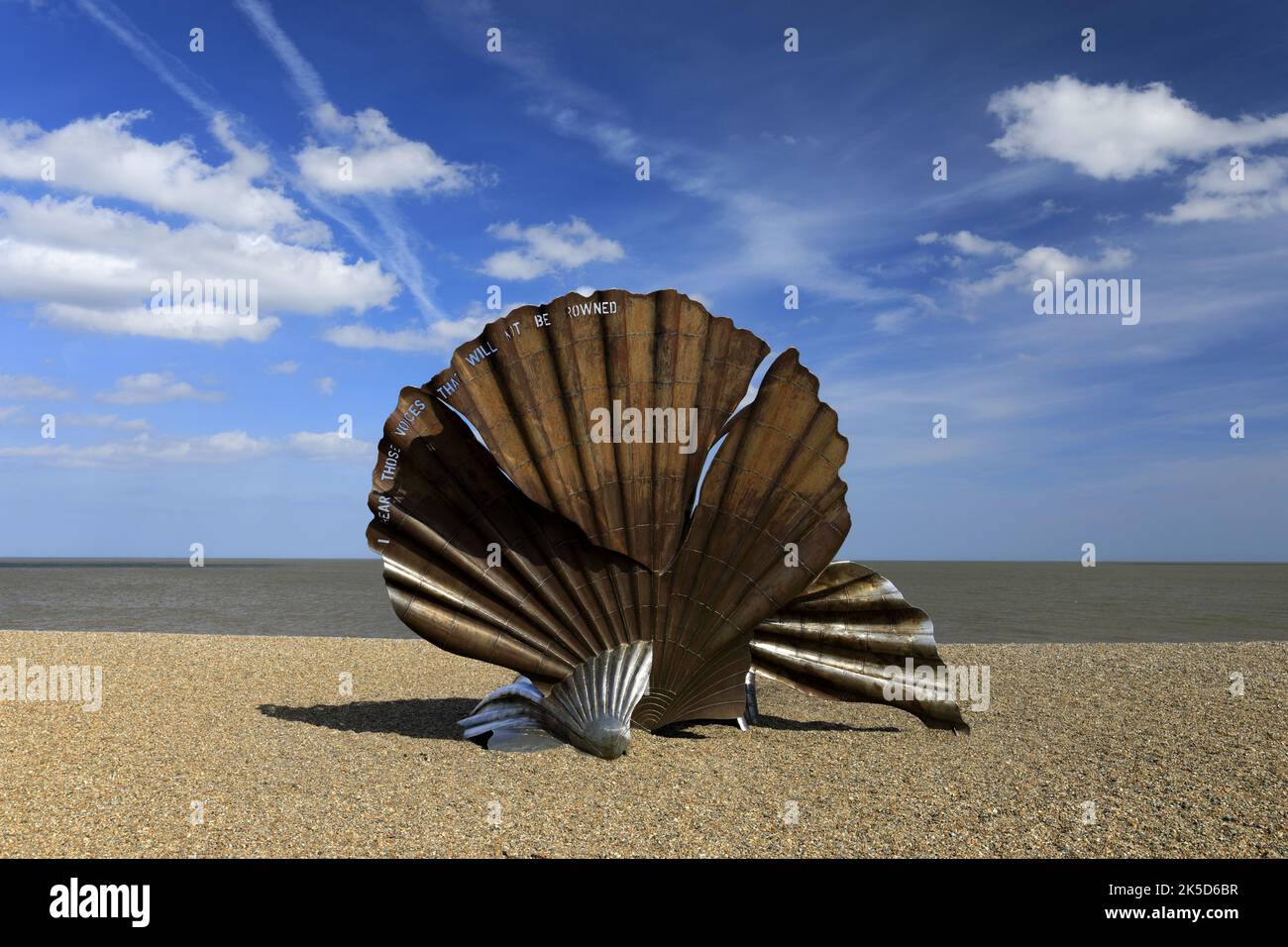 The Scallop shell sculpture by Maggie Hambling, Aldeburgh town, Suffolk ...