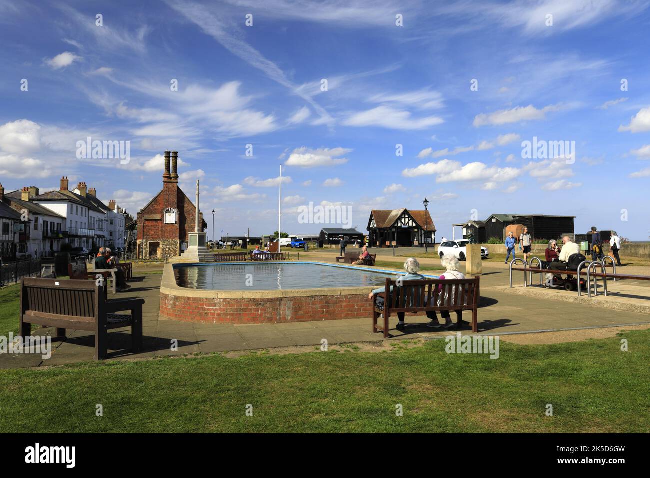 The Moot Hall and promenade of Aldeburgh town, Suffolk, East Anglia ...