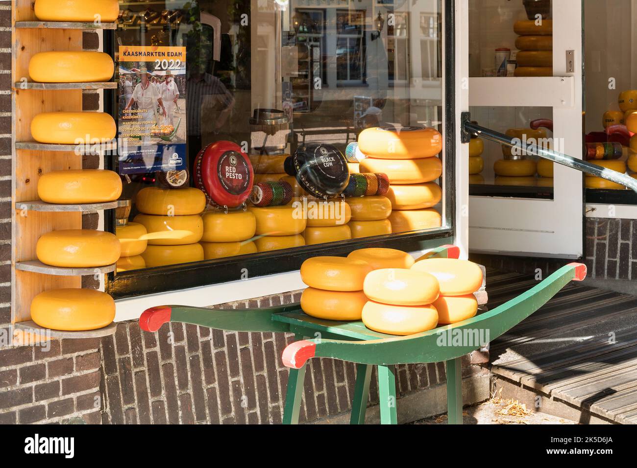 Netherlands, Edam, old town, spui, cheese store, window with cheese ...