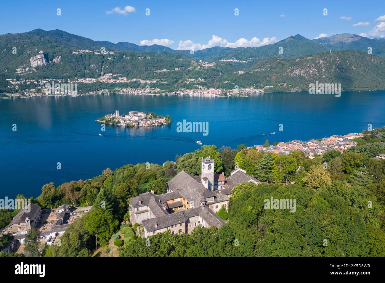 Aerial view of the Sacro Monte di Orta and Isola di San Giulio on Lake ... Aerial view of the Sacro Monte di Orta and Isola di San Giulio on Lake ...