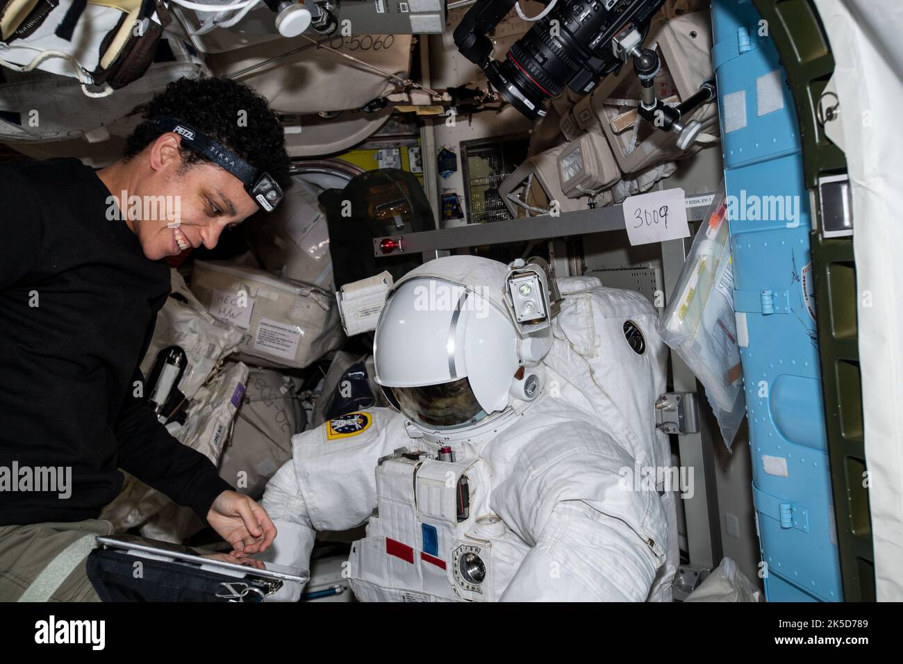 NASA astronaut and Expedition 67 Flight Engineer Jessica Watkins works ...