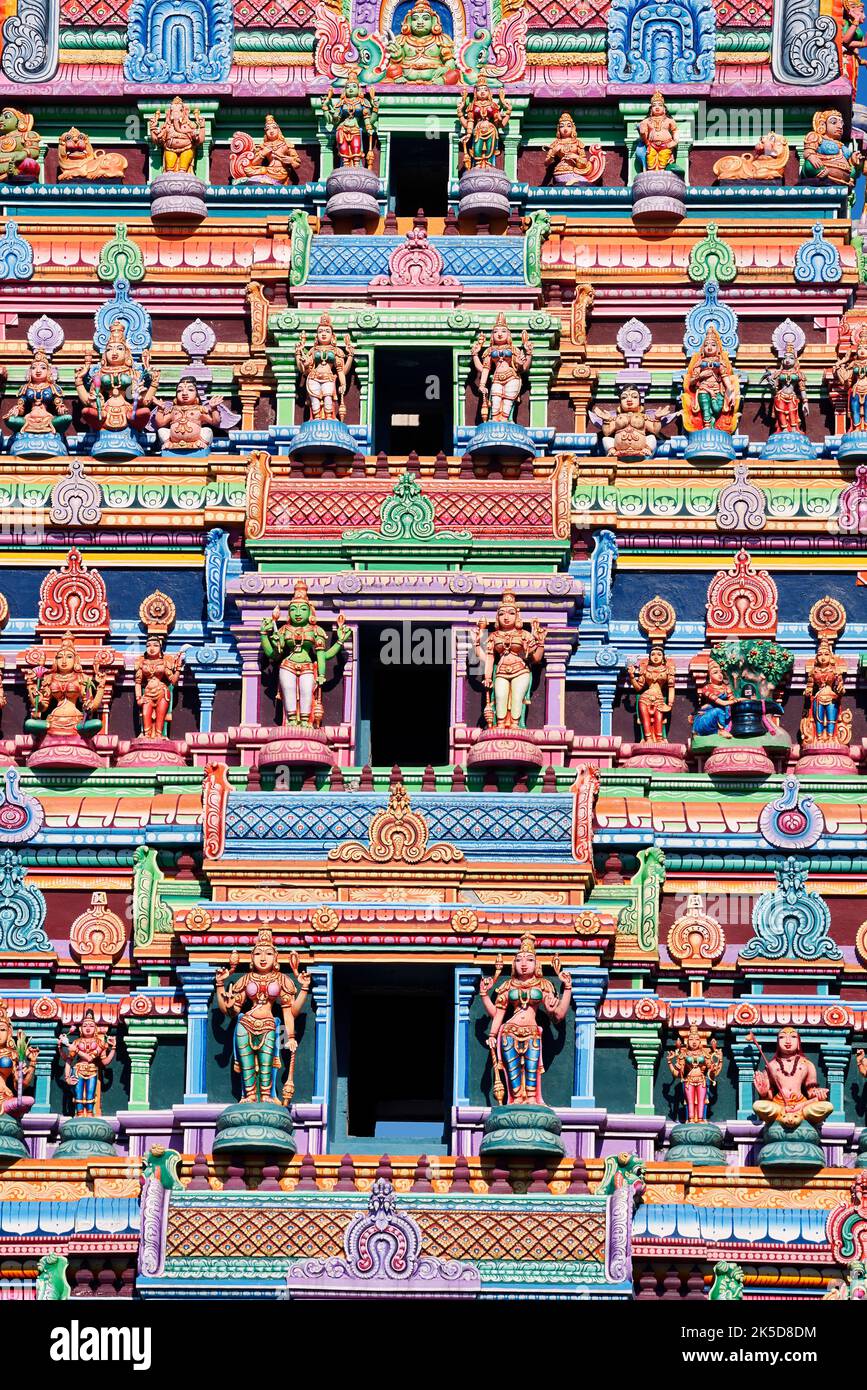 Sri Kamadchi Ampal Temple, facade with Hindu figures, Hamm, North Rhine ...