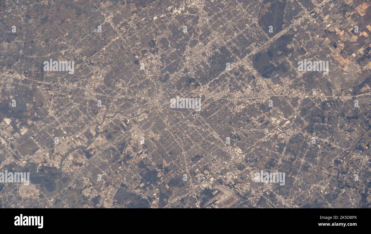 Houston, Texas, is pictured in this near-overhead photograph from the ...