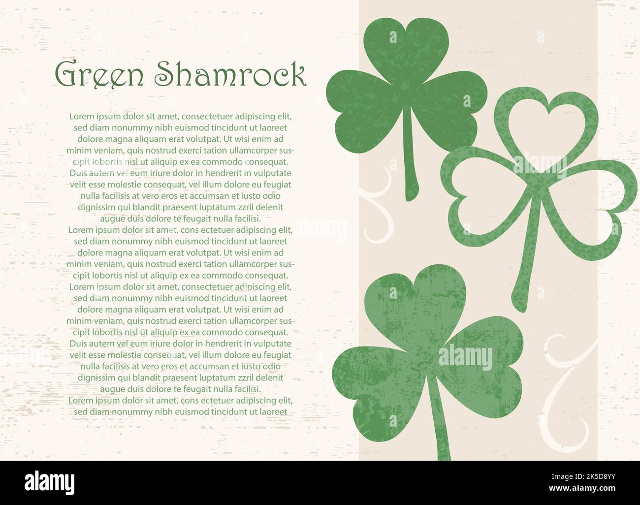 A group of green shamrocks & copy space, in a cut paper style with ...