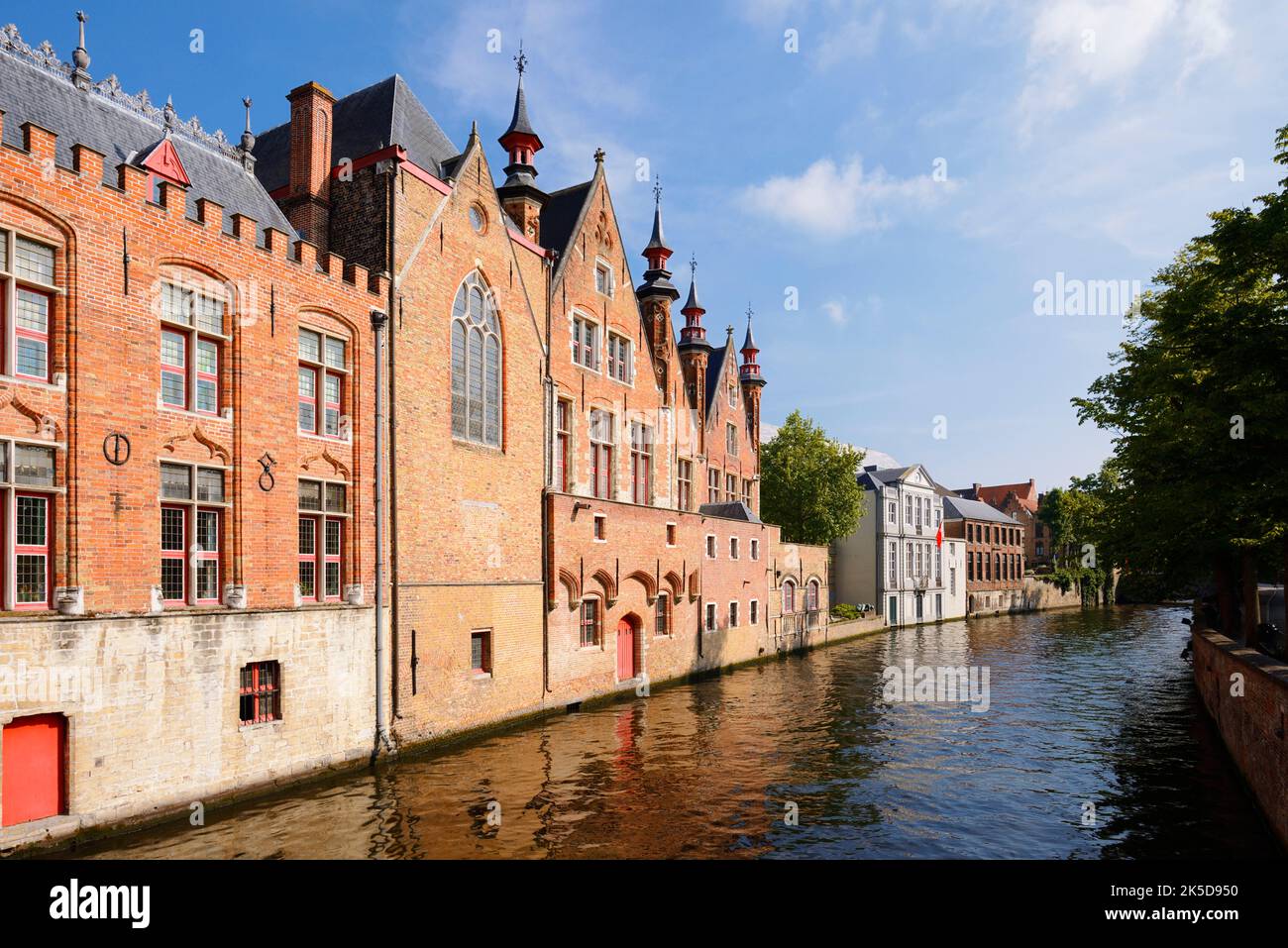 Building on a canal, Bruges, West Flanders, Flanders, Belgium Stock ...