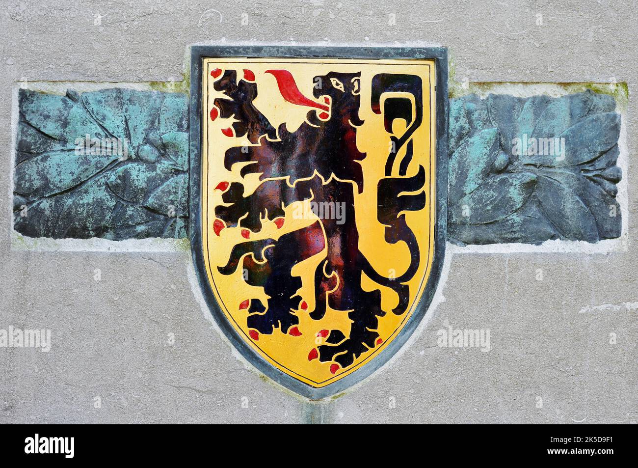 Coat of arms of Flanders, Hubert and Jan Van Eyck monument, Ghent, East ...