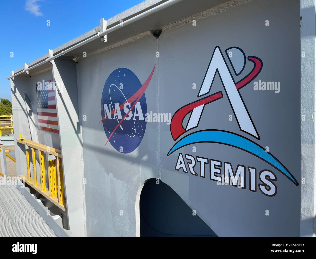 Eight new NASA Artemis logos (four large, four small) were installed on ...