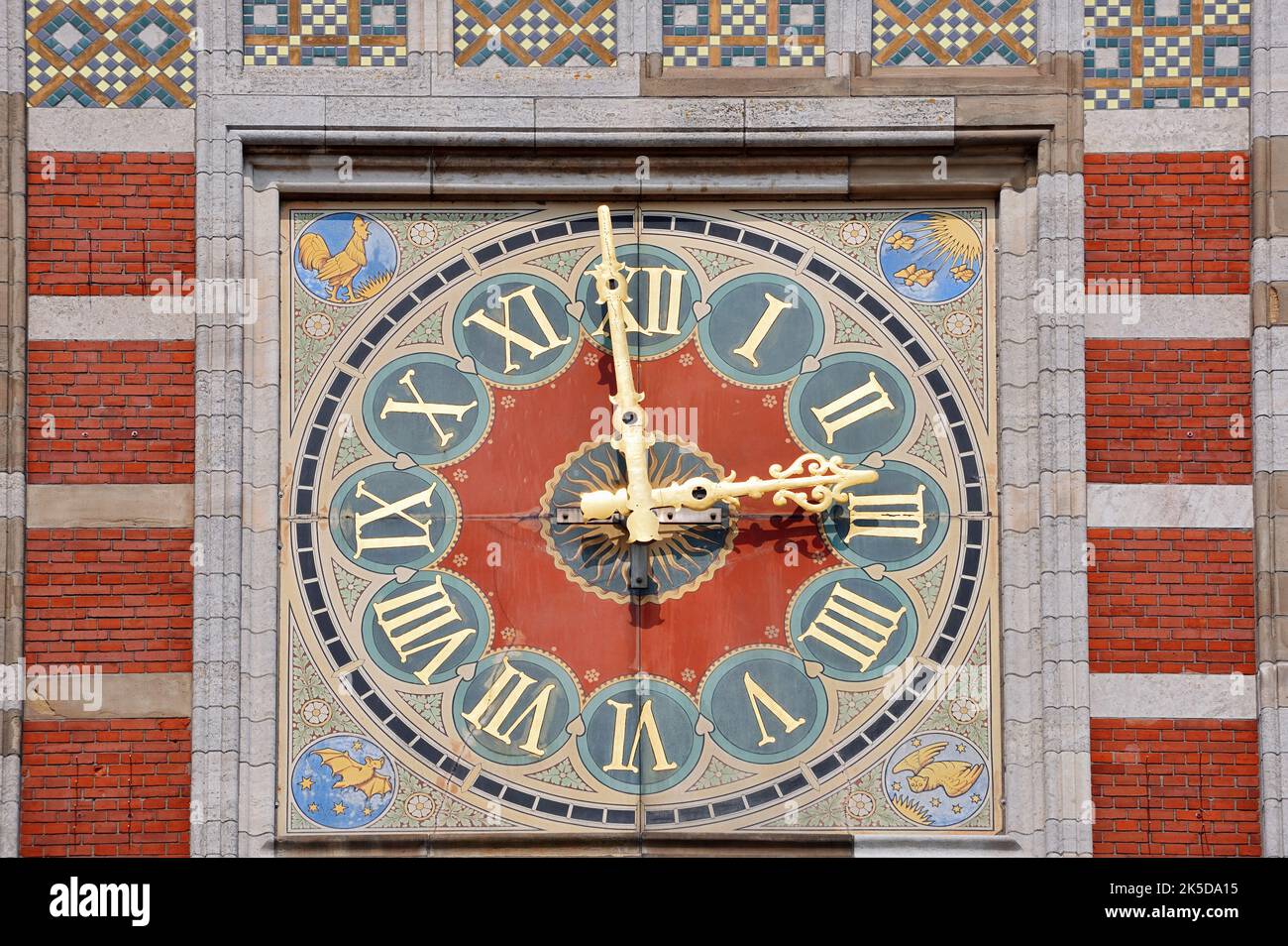 Clock on the facade, Amsterdam Centraal, Central Station, Amsterdam ...