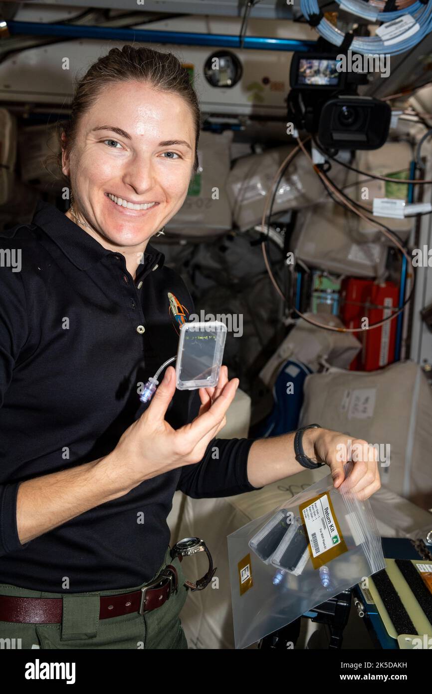 NASA astronaut Kayla Barron conducts operations for the MVP-Plant-01 ...