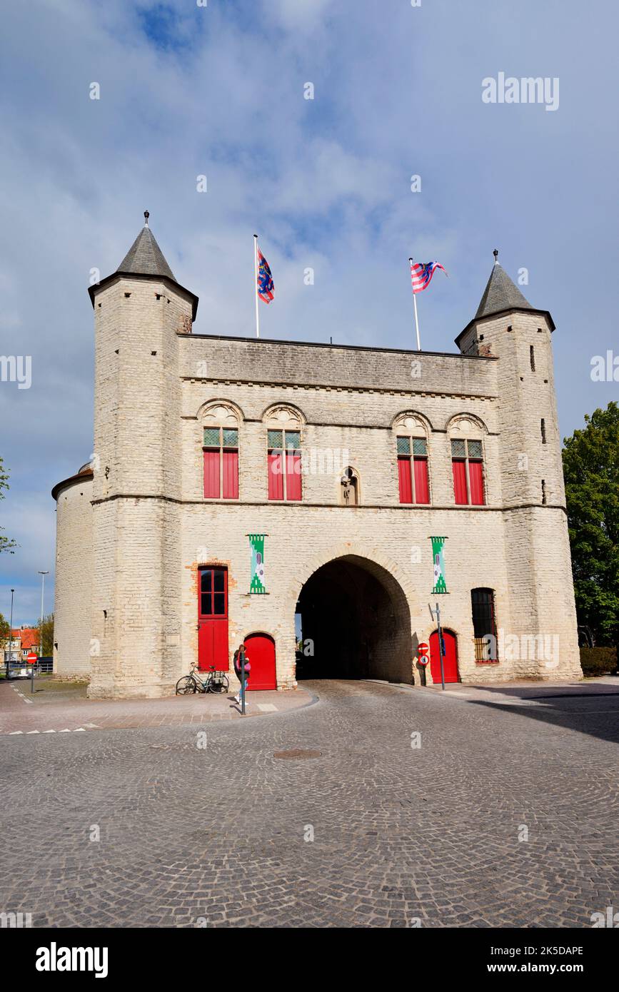 Kruispoort City Gate, Bruges, West Flanders, Flanders, Belgium Stock ...