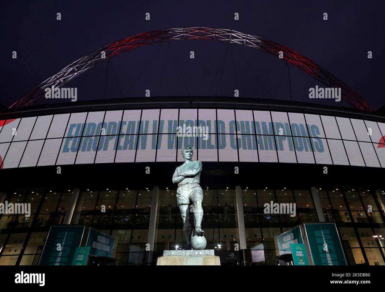 The statue of Sir Bobby Moore outside the ground before the ...