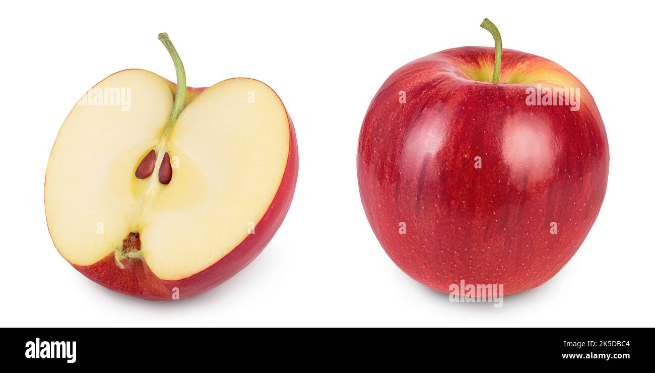 Red apple half isolated on white background with full depth of field ...
