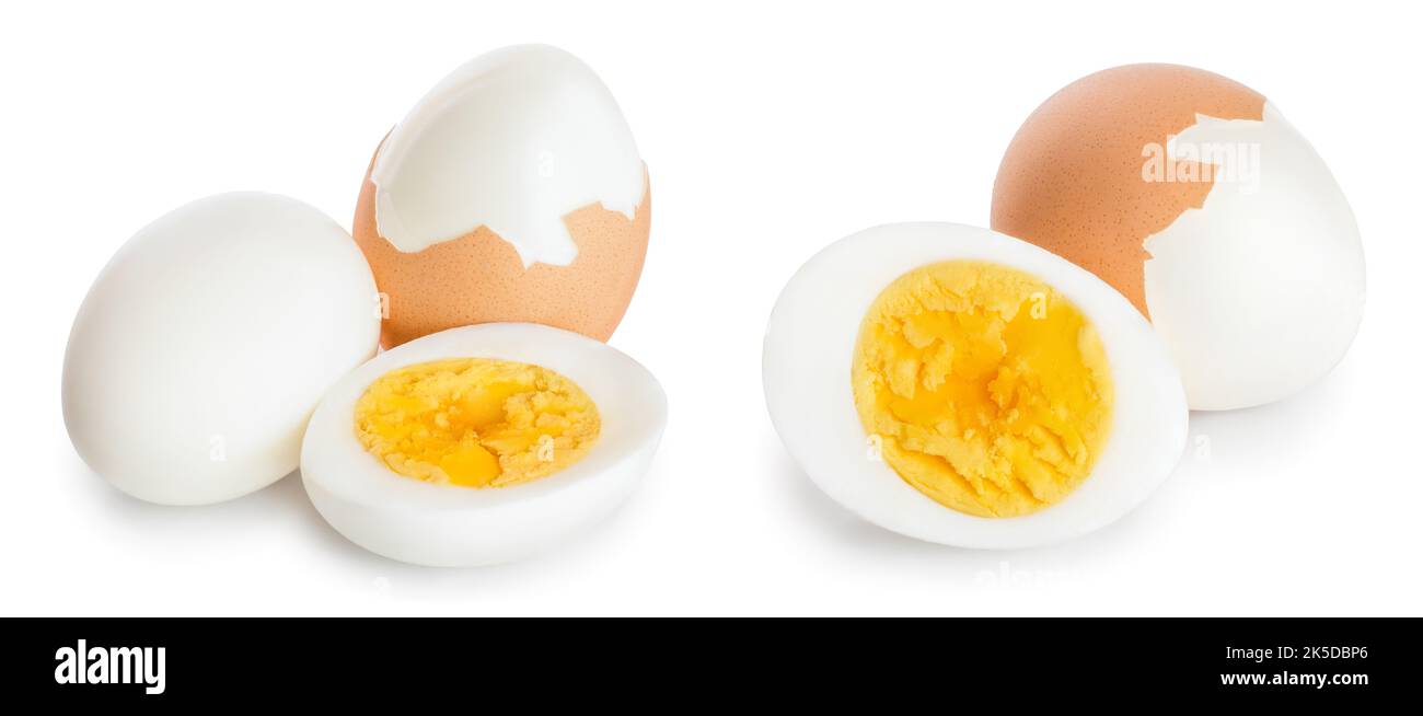 boiled egg and half isolated on white background Stock Photo - Alamy
