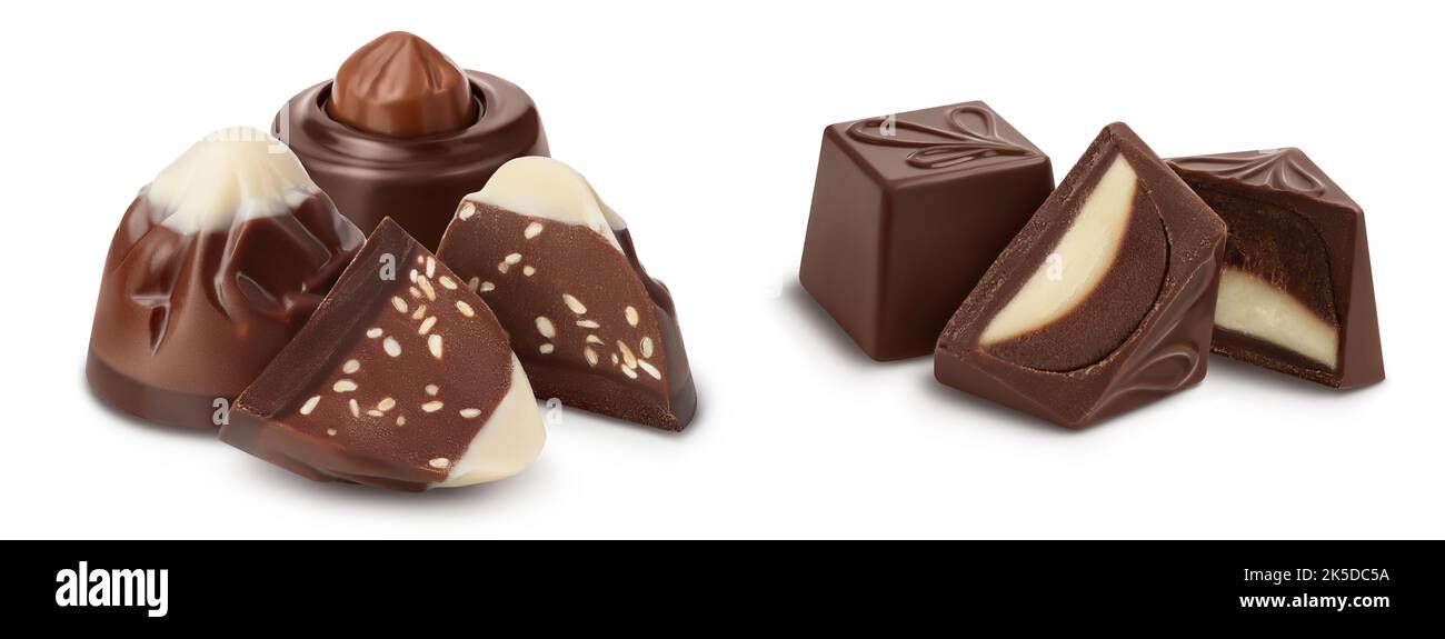 Chocolate candy isolated on white background with full depth of field ...