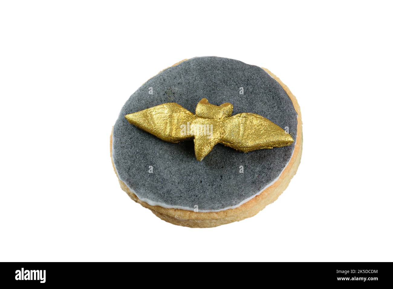 Buttery cookie in the shape of a golden bat (white background Stock ...