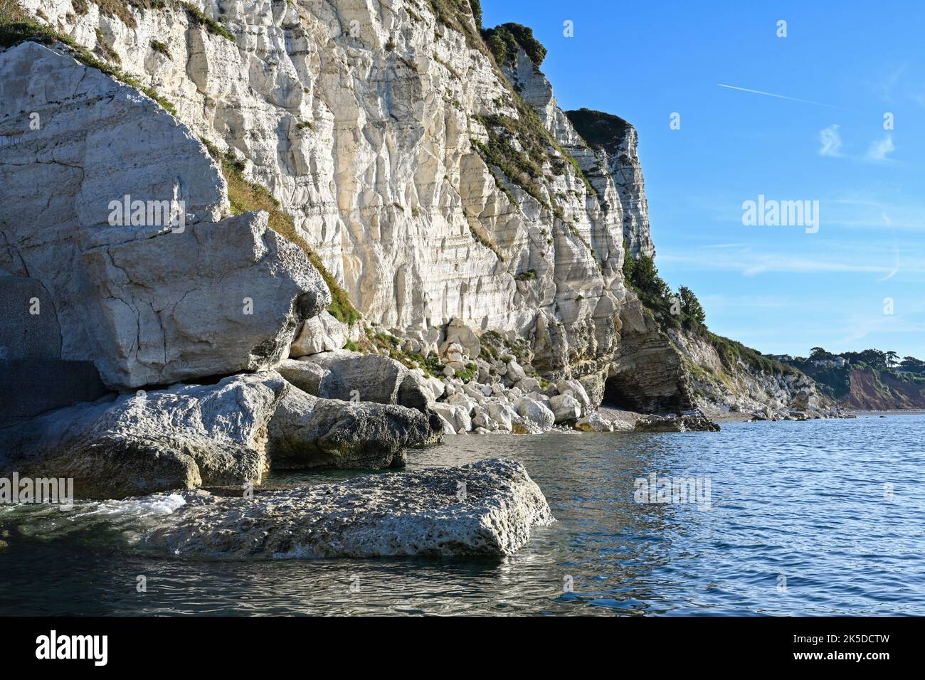 Beer Devon looking East toward Seaton and the jurassic coast Stock ...