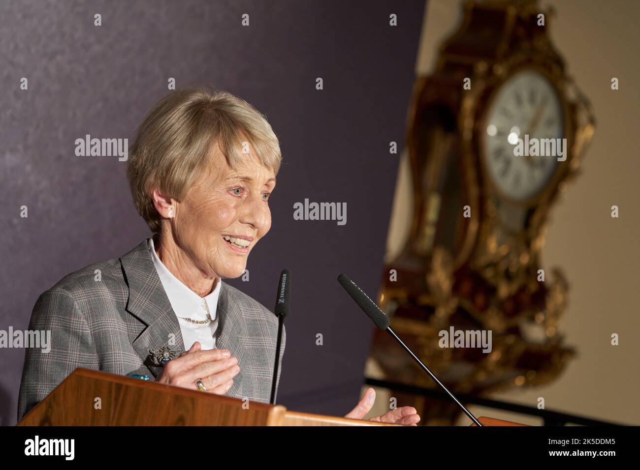 Unkel, Germany. 07th Oct, 2022. Brigitte Seebacher, historian speaks at ...