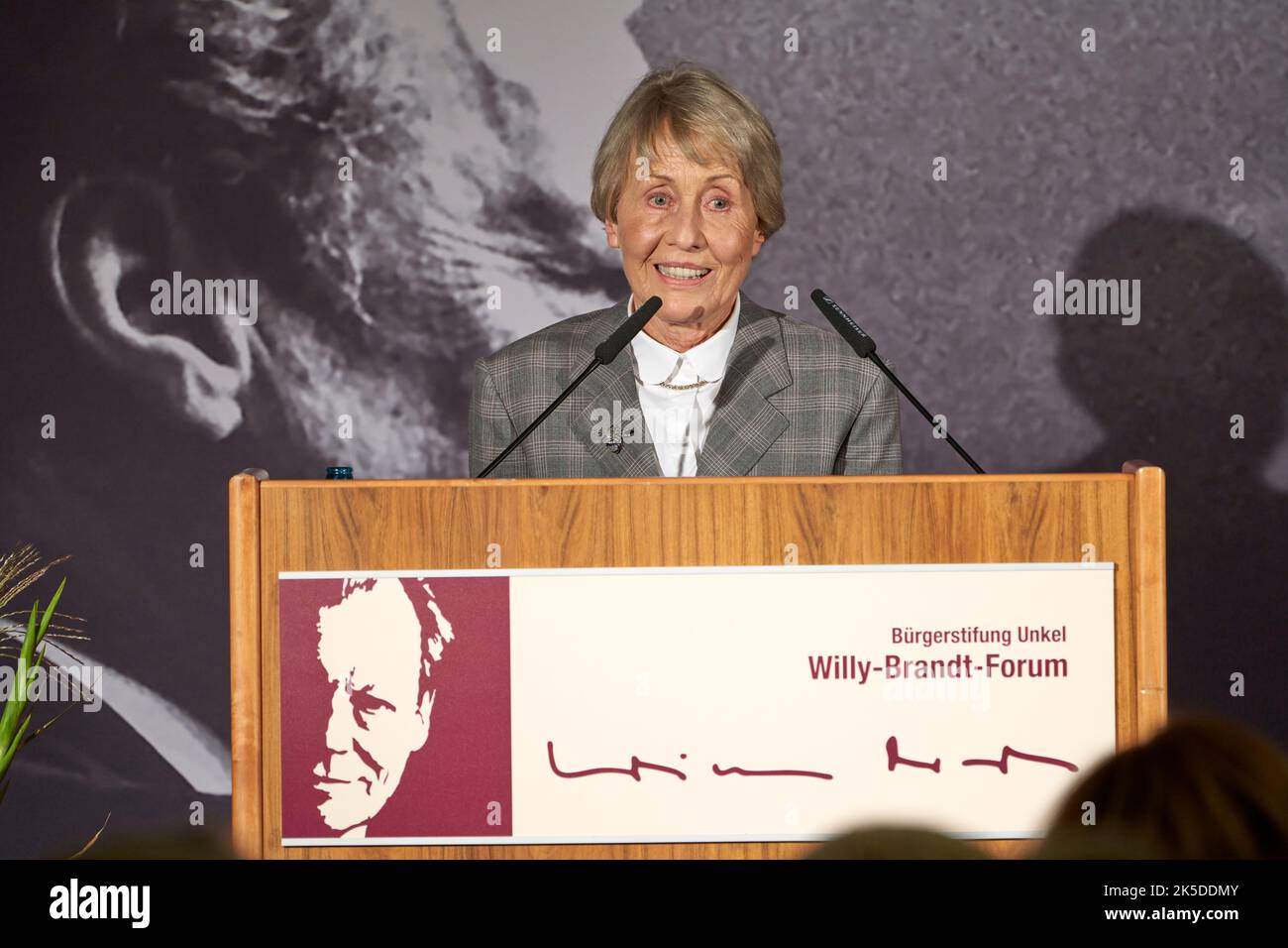 Unkel, Germany. 07th Oct, 2022. Brigitte Seebacher, historian speaks at ...