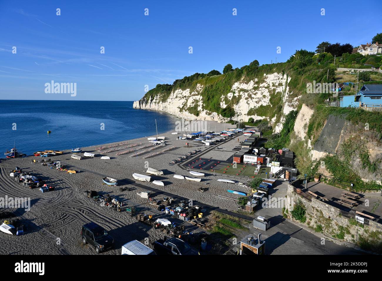 Beer Devon with Chalk Cliffs part of the Jurassic Coast. Taken from the ...