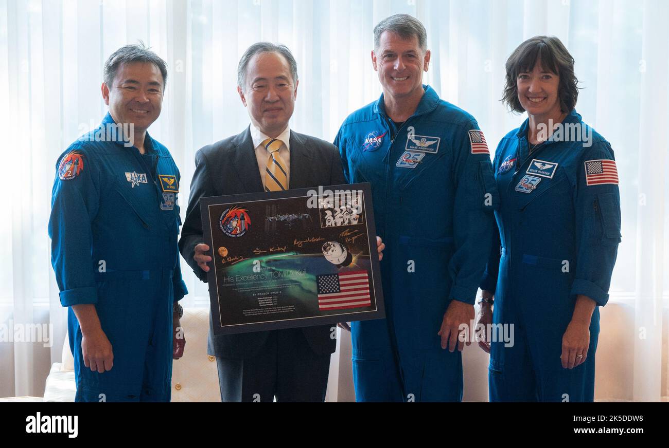Koji Tomita, Japan's Ambassador to the US, second from left, poses for ...