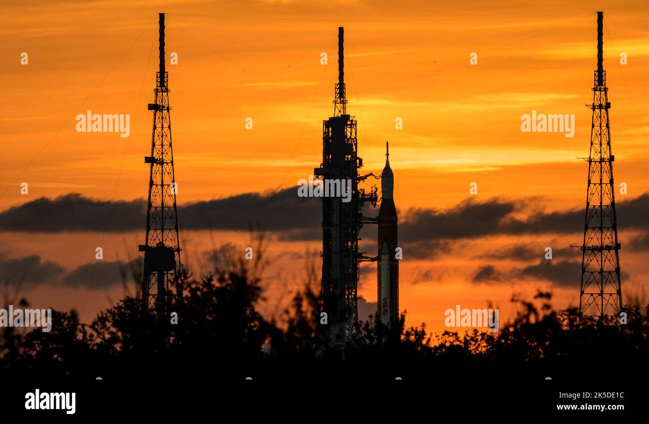 NASA’s SLS rocket with Orion spacecraft on a mobile launcher at Launch ...