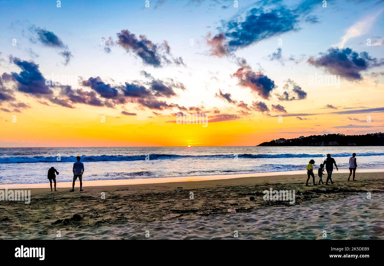 Beautiful stunning colorful and golden sunset in yellow orange red on ...